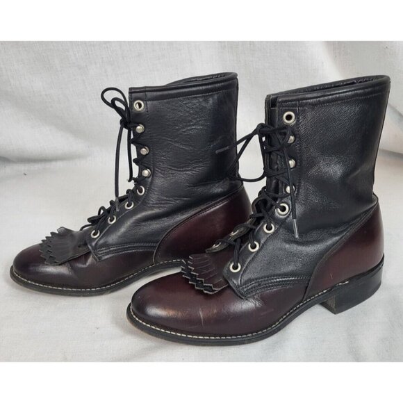 Laredo | Shoes | Laredo Lace Up Boots Sz 85 Two Tone Black Cherry ...